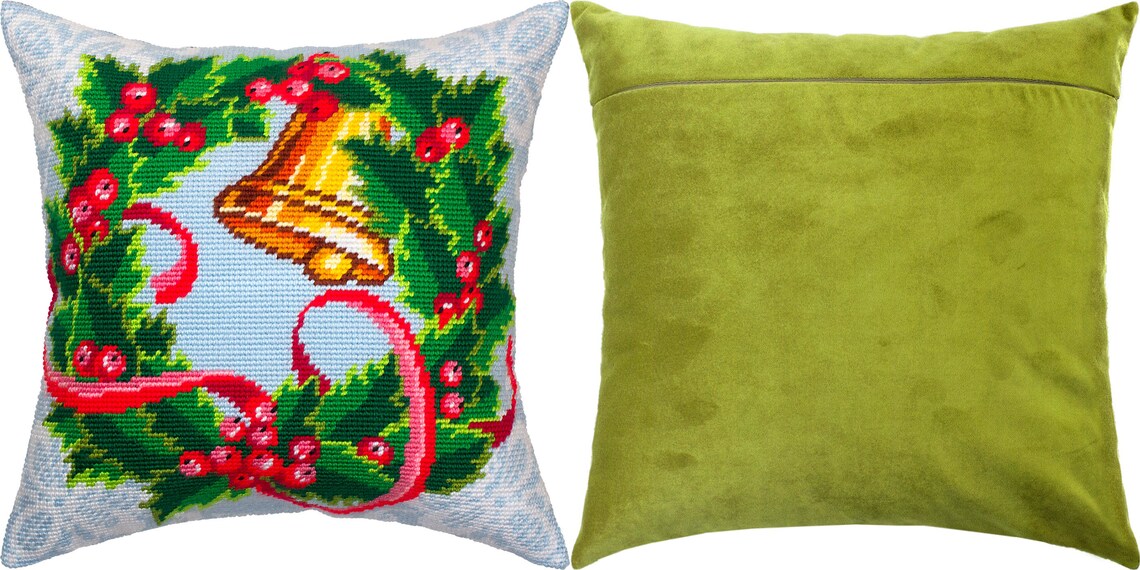 DIY Needlepoint Pillow Kit "christmas Wreath", Tapestry Cushion Cover ...