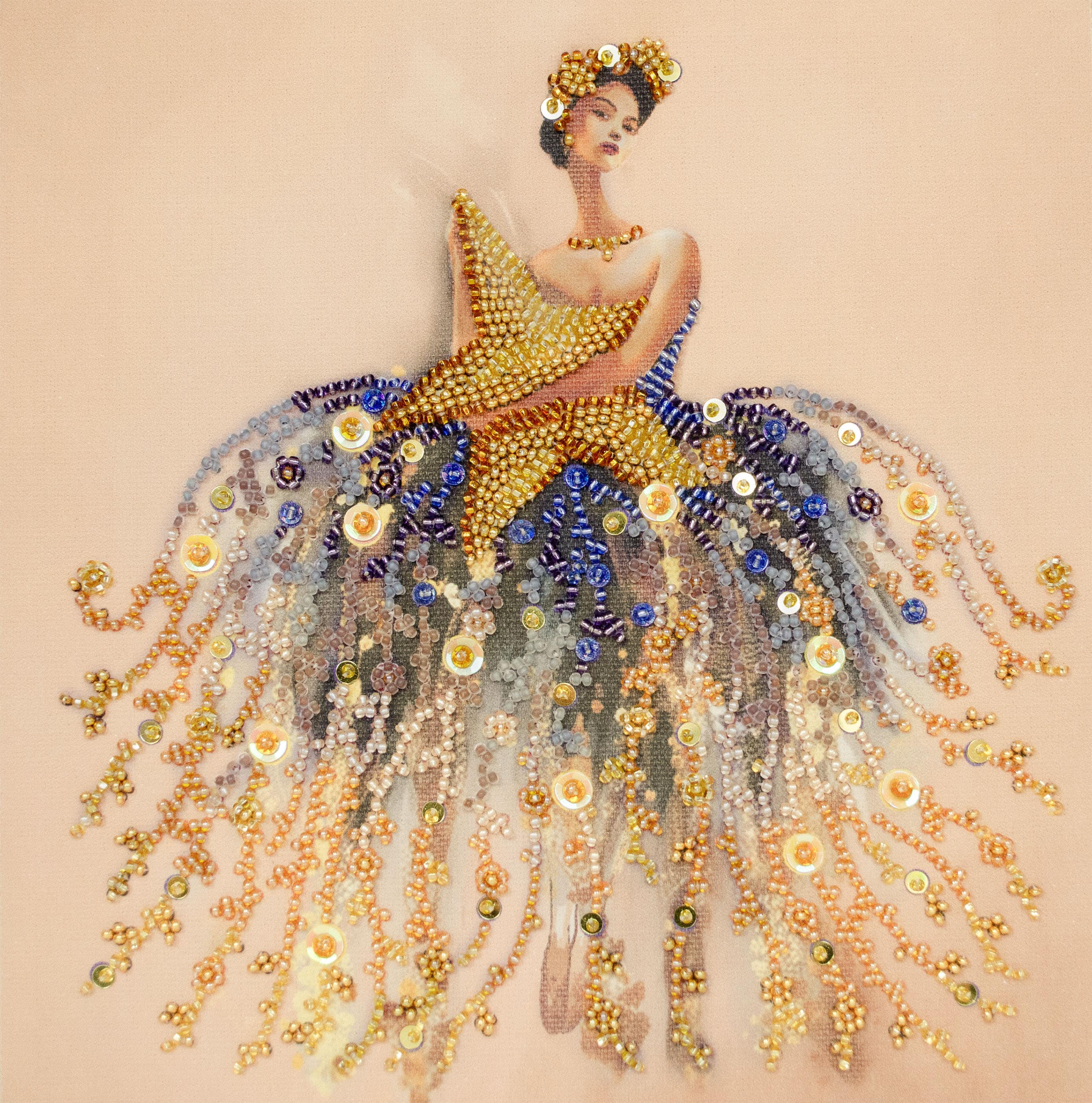 Bead Embroidery Kit on Art Canvas Star Waltz. DIY Beadwork Kit ...