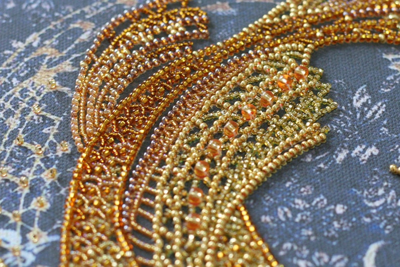 Bead Embroidery Kit on Art Canvas - Money Fish. DIY Beadwork Kit ...