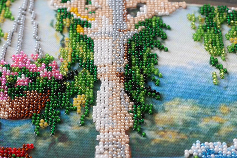 Bead Embroidery Kit on Art Canvas Terrace. DIY Beadwork Kit Embroidery ...