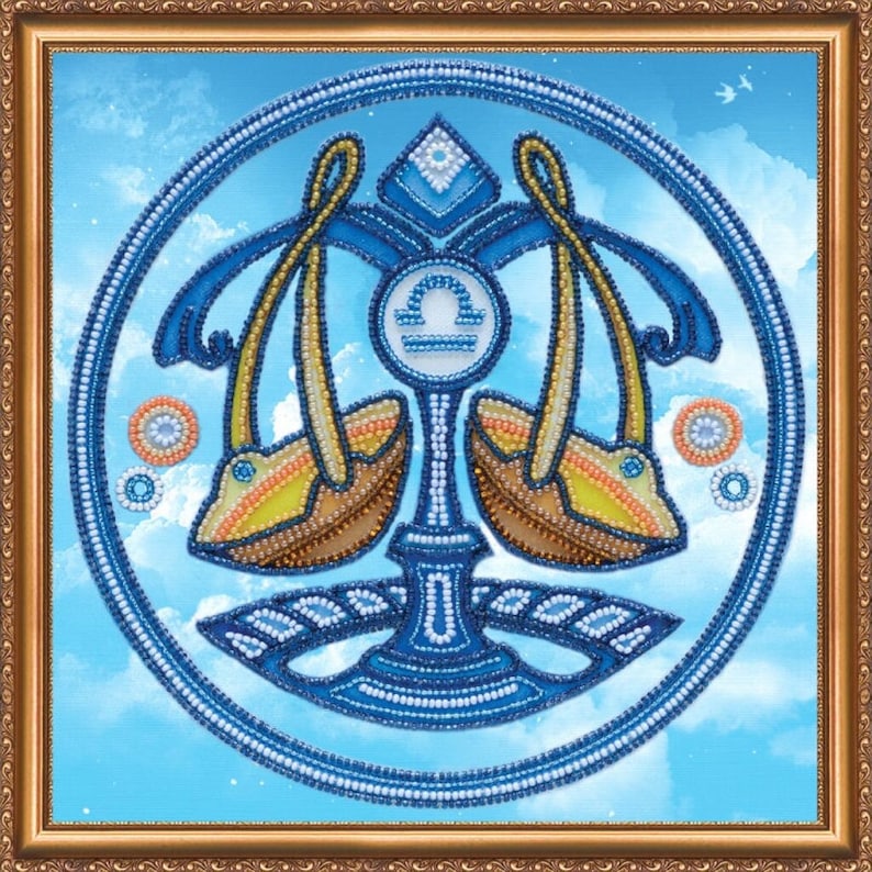 Bead Embroidery Kit on Art Canvas Libra. DIY Beadwork Kit Embroidery ...