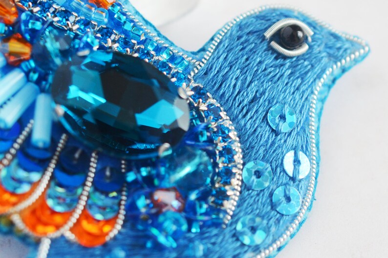 DIY Jewelry Making Kit, Seed Beaded Brooch "bluebird of Happiness ...