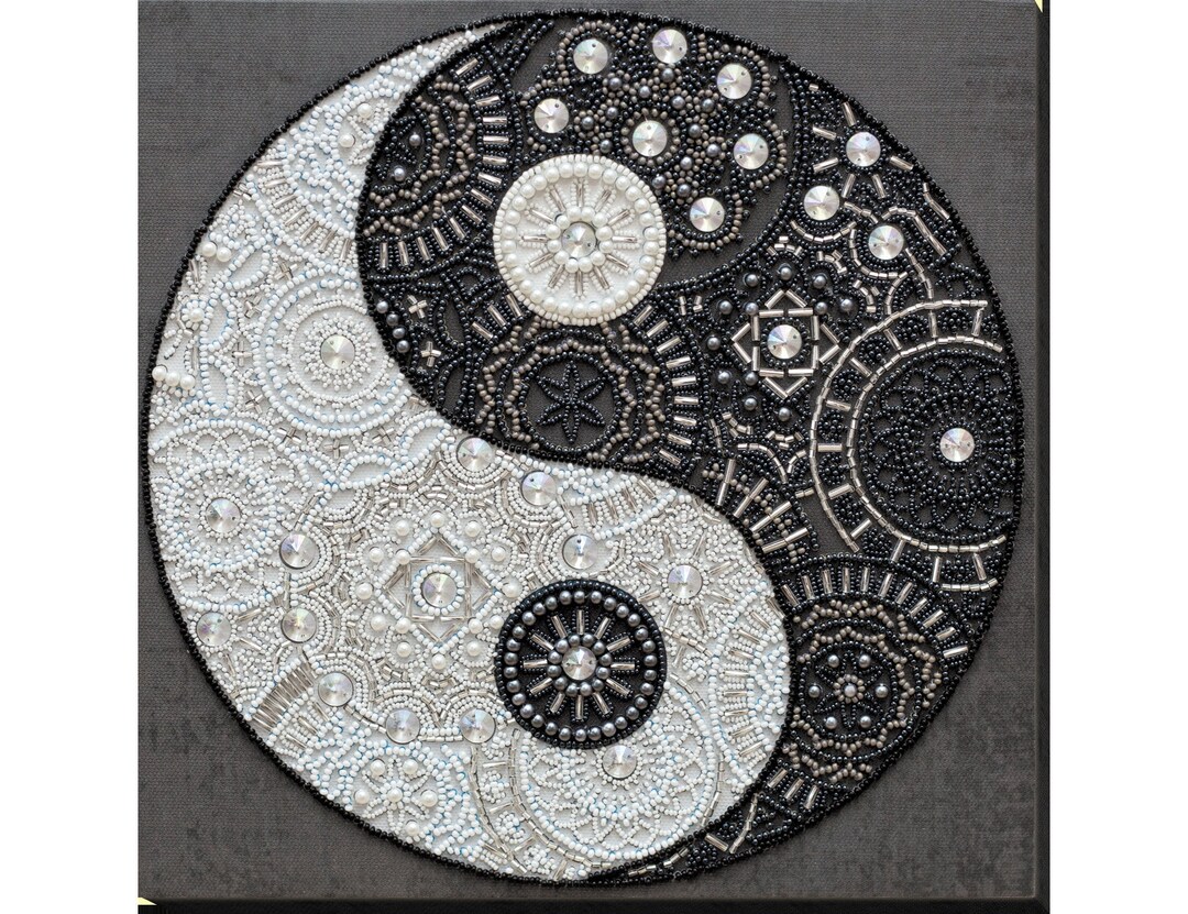 Bead Embroidery Kit on Art Canvas Balance. Abris Art DIY Beadwork Kit ...