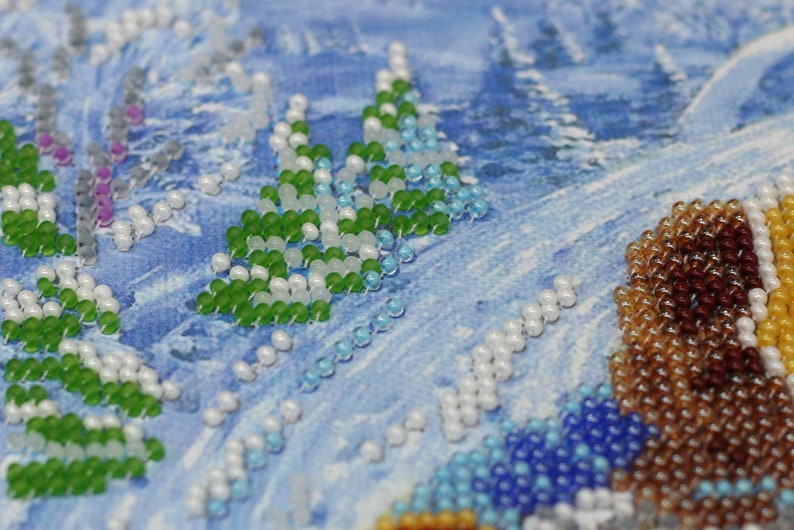 Bead Embroidery Kit on Art Canvas Rush Sled. Abris Art DIY - Etsy