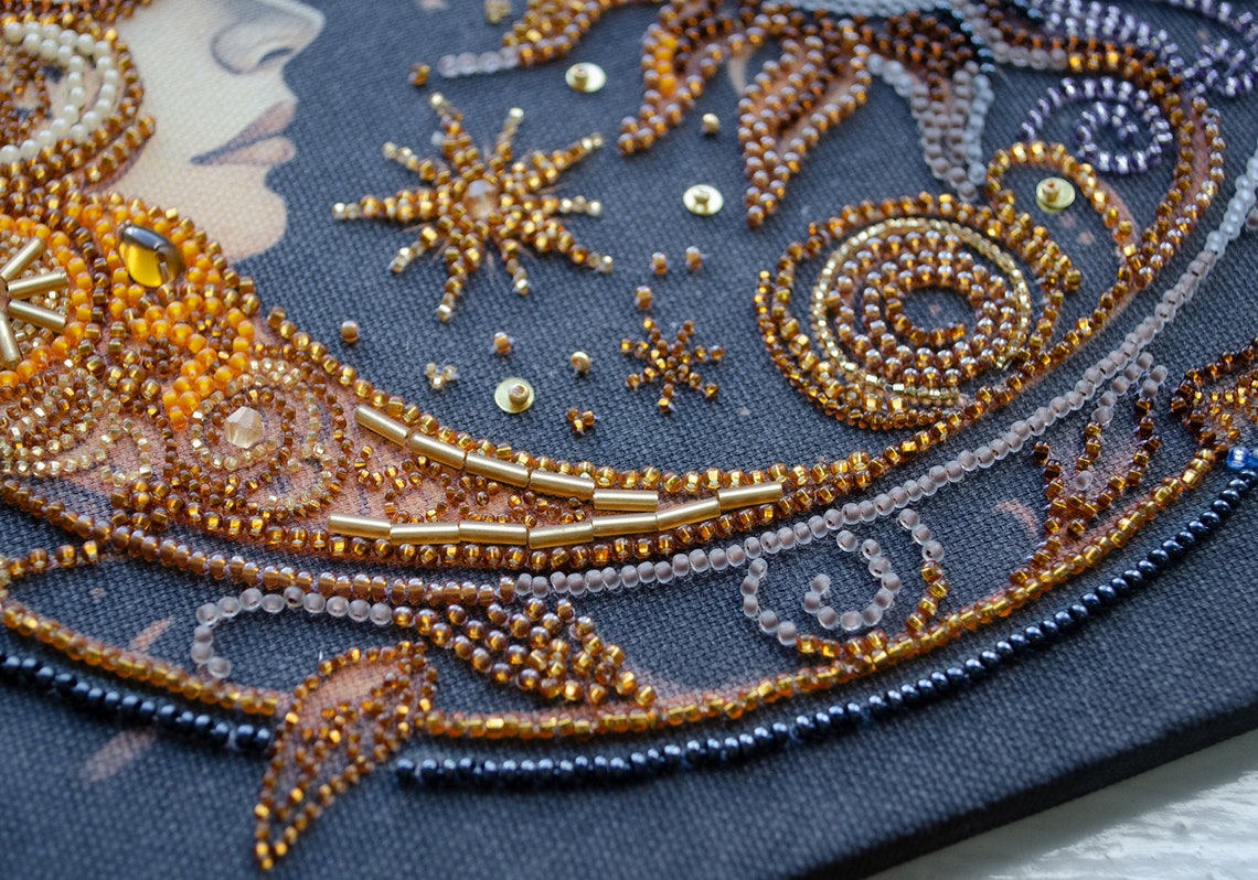Bead Embroidery Kit on Art Canvas Captive of the Night. DIY Beadwork ...