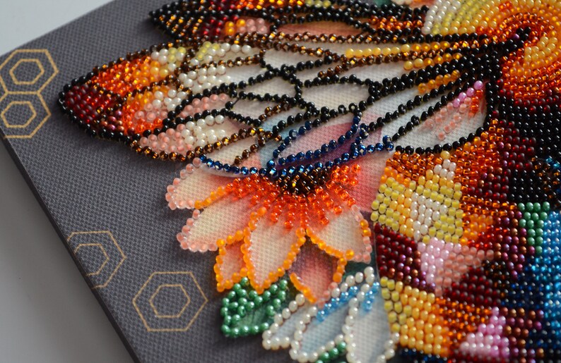 Bead Embroidery Kit on Art Canvas Honey Mosaic. DIY Beadwork Kit ...