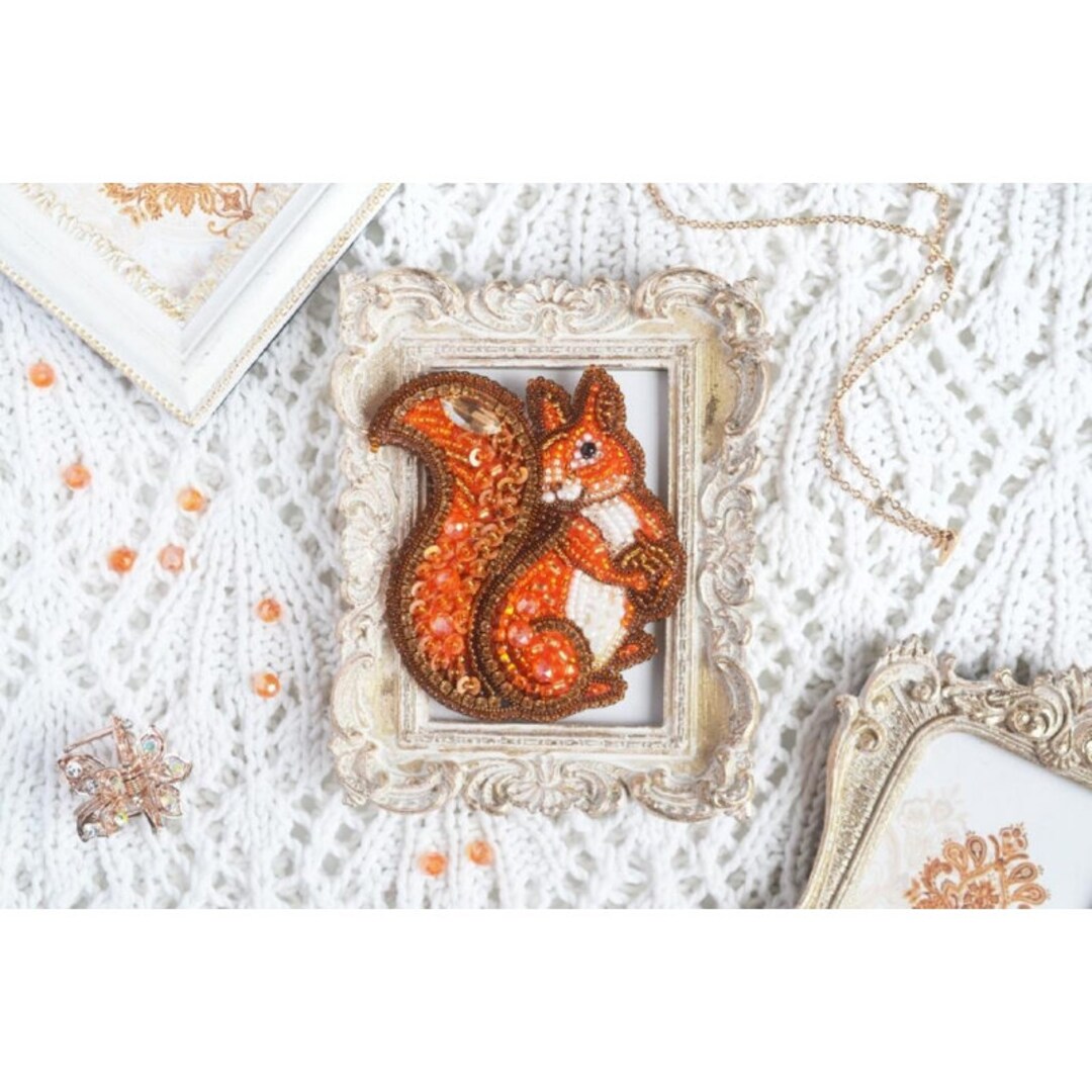 DIY Jewelry Making Kit, Seed Beaded Brooch "squirrel", Tela Artis. Bead ...