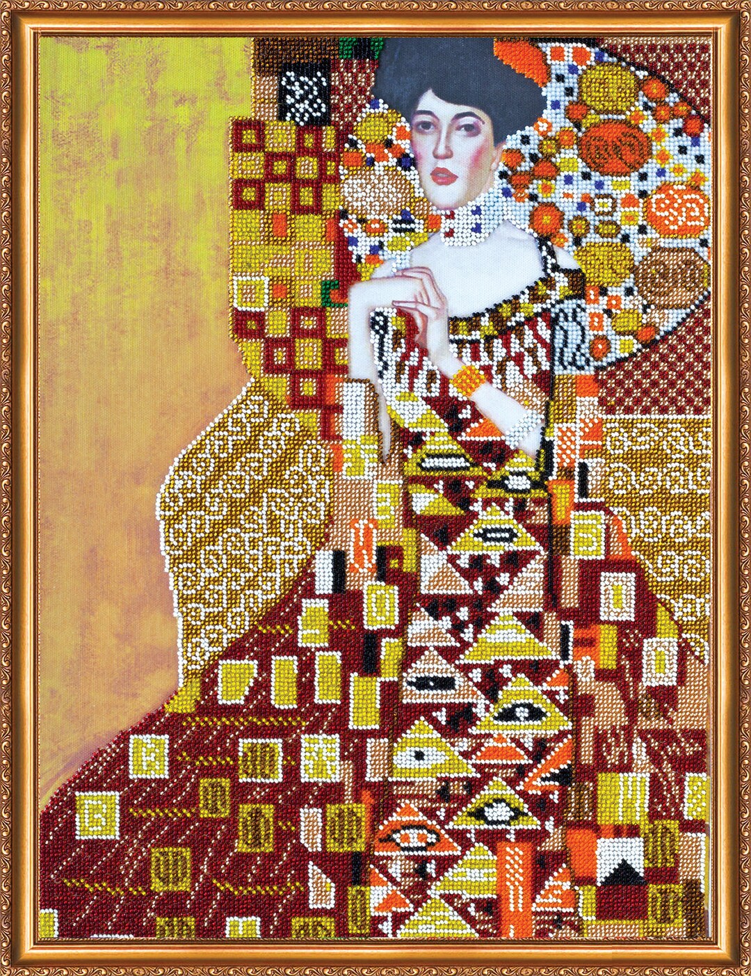 Bead Embroidery Kit on Art Canvas Golden Adele. Abris Art DIY Beadwork ...