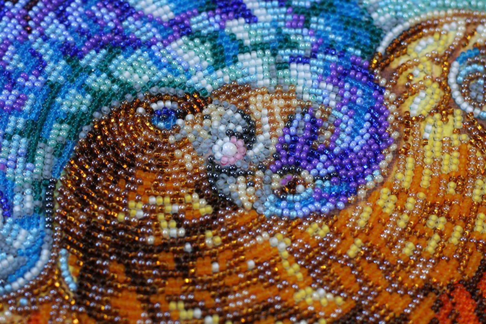Bead Embroidery Kit on Art Canvas Two Elements. DIY Beadwork Kit ...