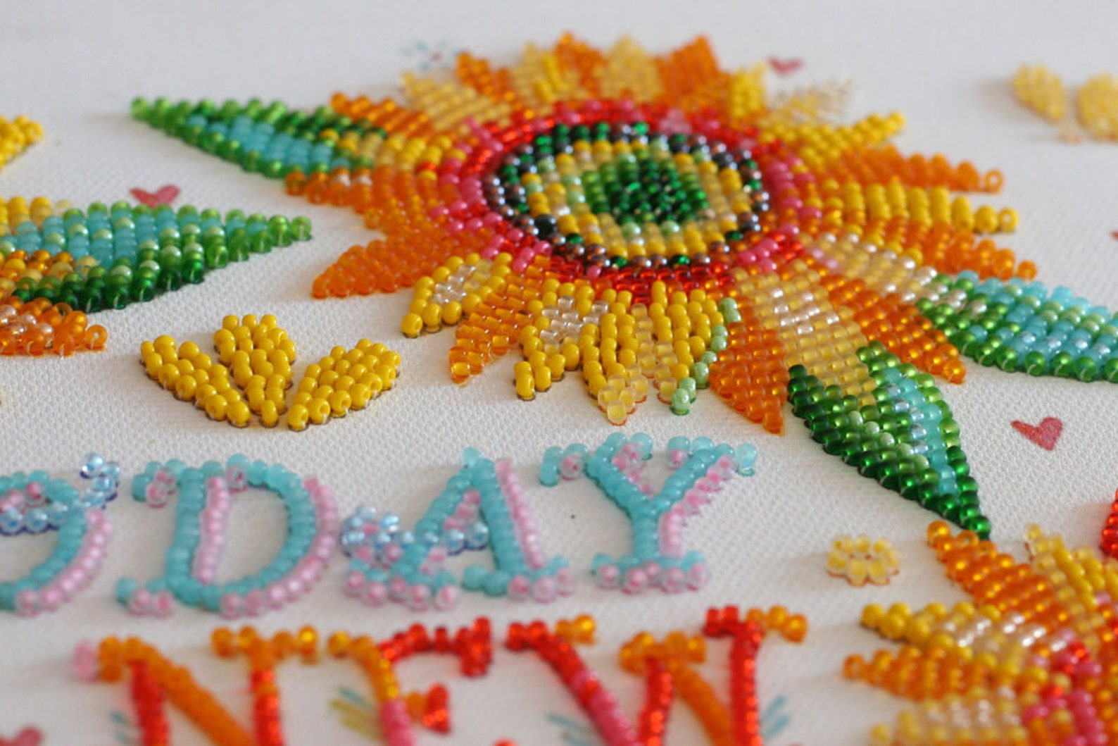 Bead Embroidery Kit on Art Canvas Little Suns. DIY Beadwork Kit ...