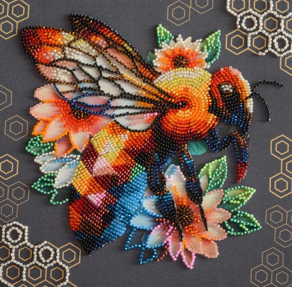 Bead Embroidery Kit on Art Canvas Honey Mosaic. Abris Art DIY Beadwork Kit Embroidery Pattern Gift for Her Diy Craft Kit Etsy