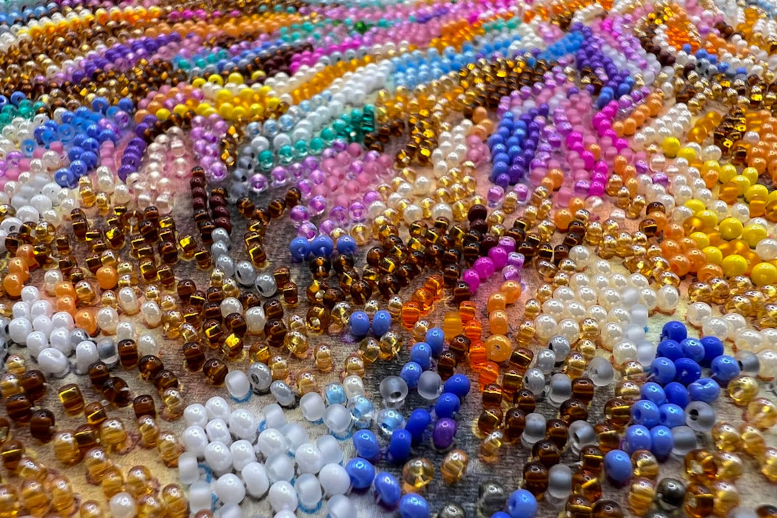Bead Embroidery Kit on Art Canvas I Guess. DIY Beadwork Kit Embroidery ...