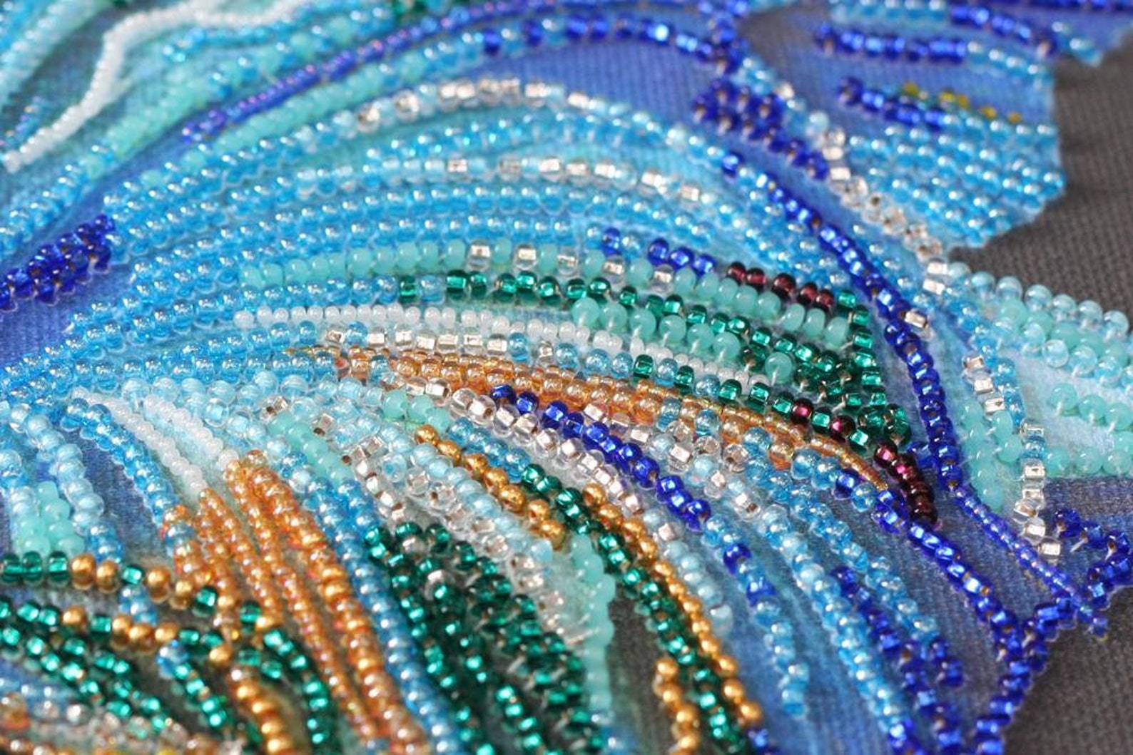 Bead Embroidery Kit on Art Canvas Blue Gold. Abris Art DIY - Etsy