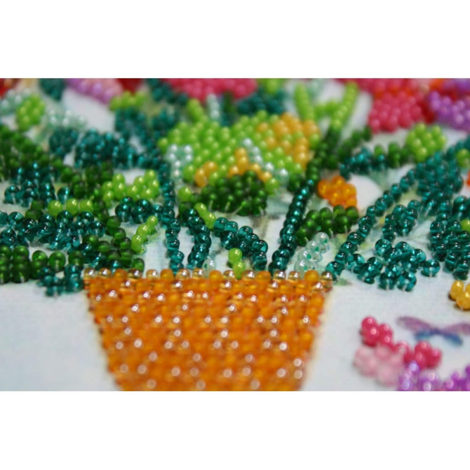 Bead Embroidery Kit on Art Canvas Everything for You. DIY Beadwork Kit ...