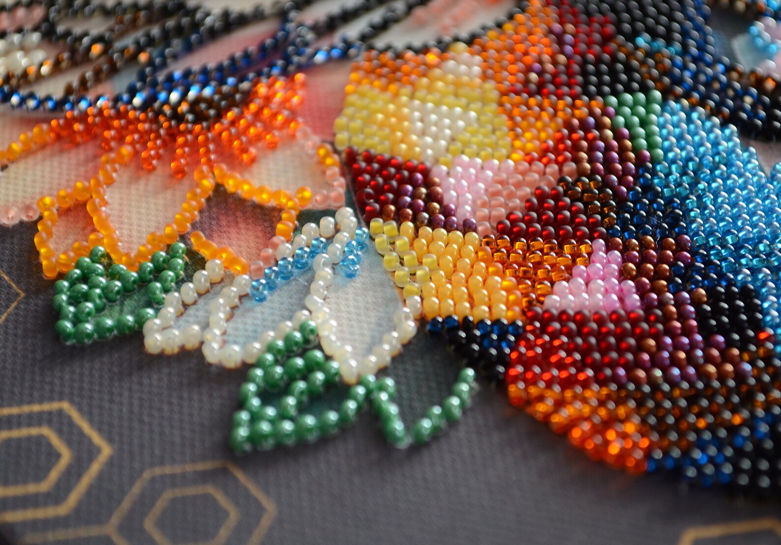 Bead Embroidery Kit on Art Canvas Honey Mosaic. DIY Beadwork Kit Embroidery Pattern, Needlework ...
