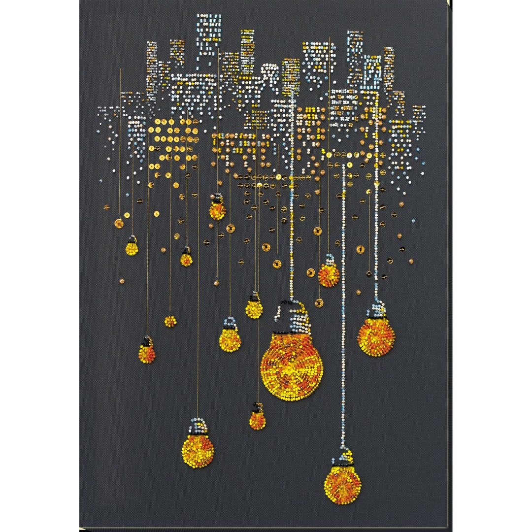 Bead Embroidery Kit on Art Canvas - Lamp Evening. DIY Beadwork Kit ...