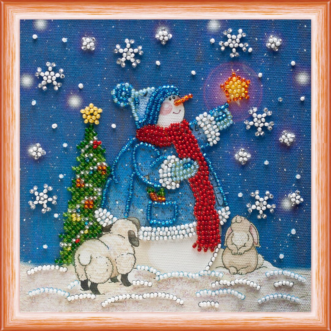 Bead Embroidery Kit on Art Canvas Fabulous Night. DIY Beadwork Kit ...