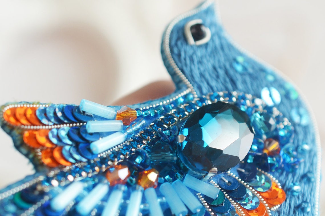 DIY Jewelry Making Kit, Seed Beaded Brooch "bluebird of Happiness ...