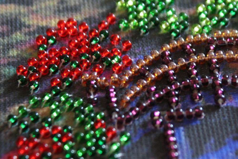 Bead Embroidery Kit on Art Canvas Flowers in the Pond. DIY Beadwork Kit ...