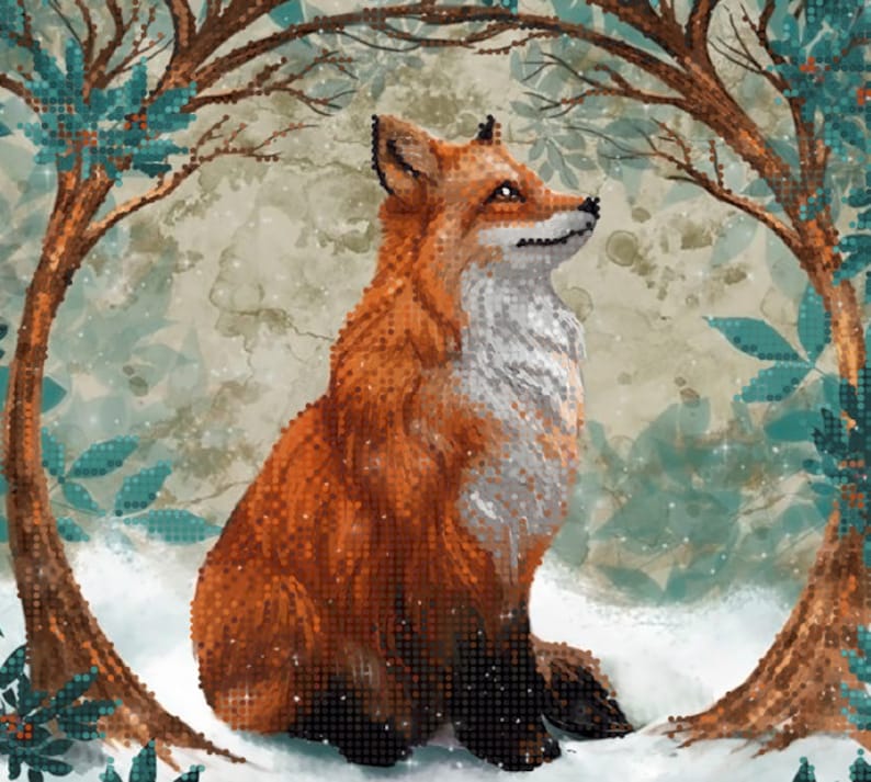 Bead Embroidery Kit on Atlas Fox Tale. Tela Artis DIY Beadwork - Etsy