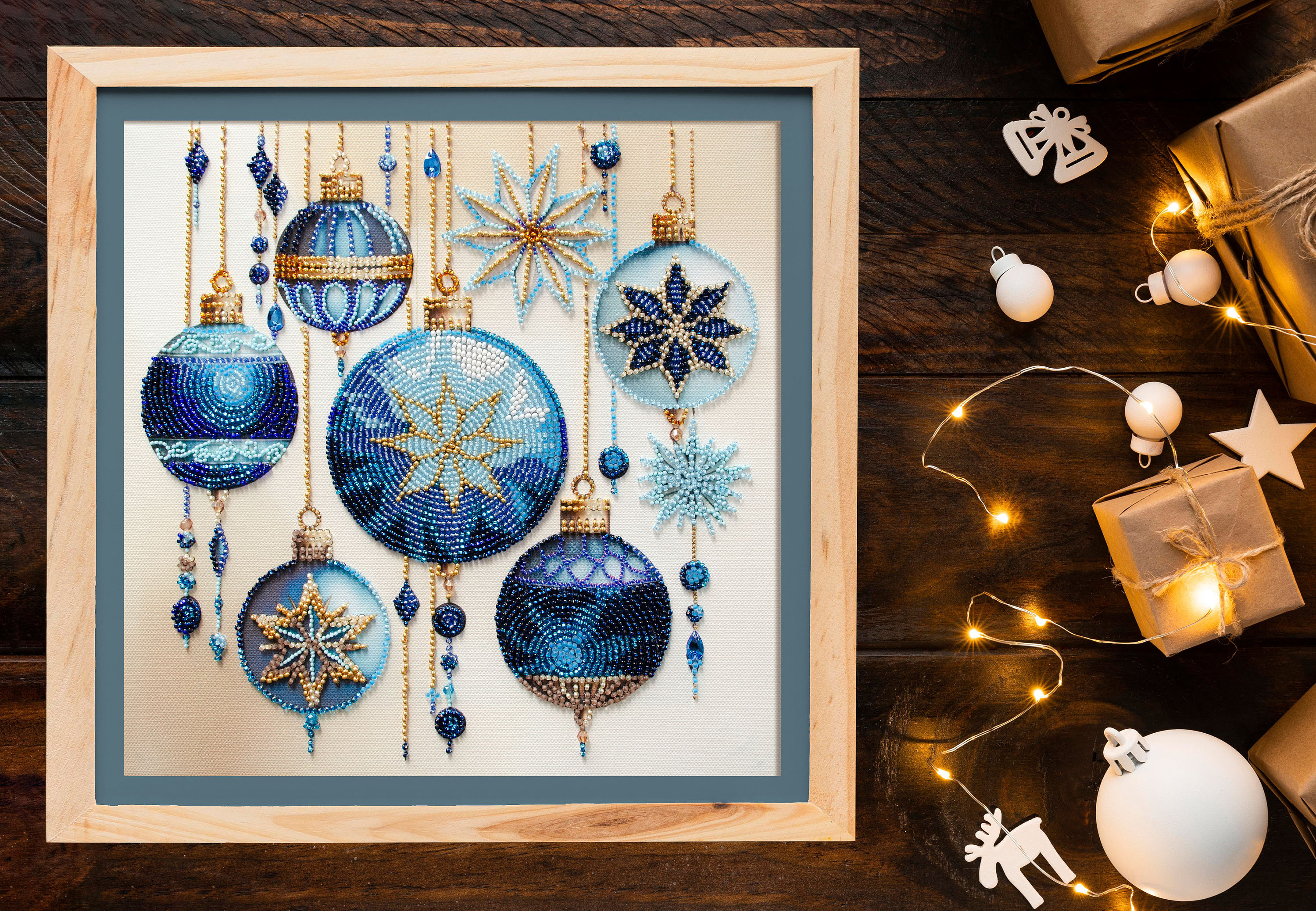 Bead Embroidery Kit on Art Canvas - Crystal Patterns. DIY Beadwork Kit ...