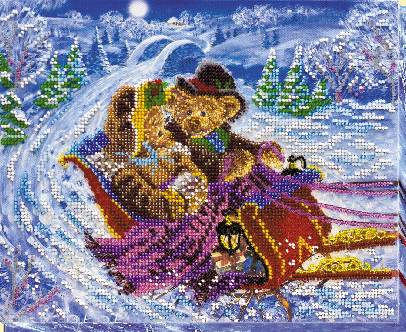 Bead Embroidery Kit on Art Canvas Rush Sled. Abris Art DIY - Etsy