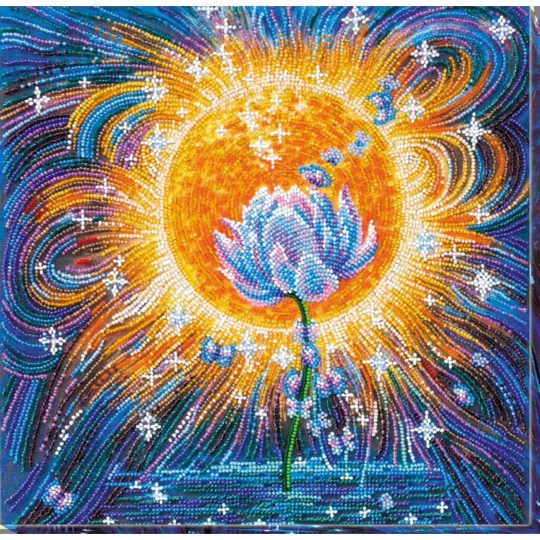 Bead Embroidery Kit on Art Canvas Magic Shine. DIY Beadwork Kit ...