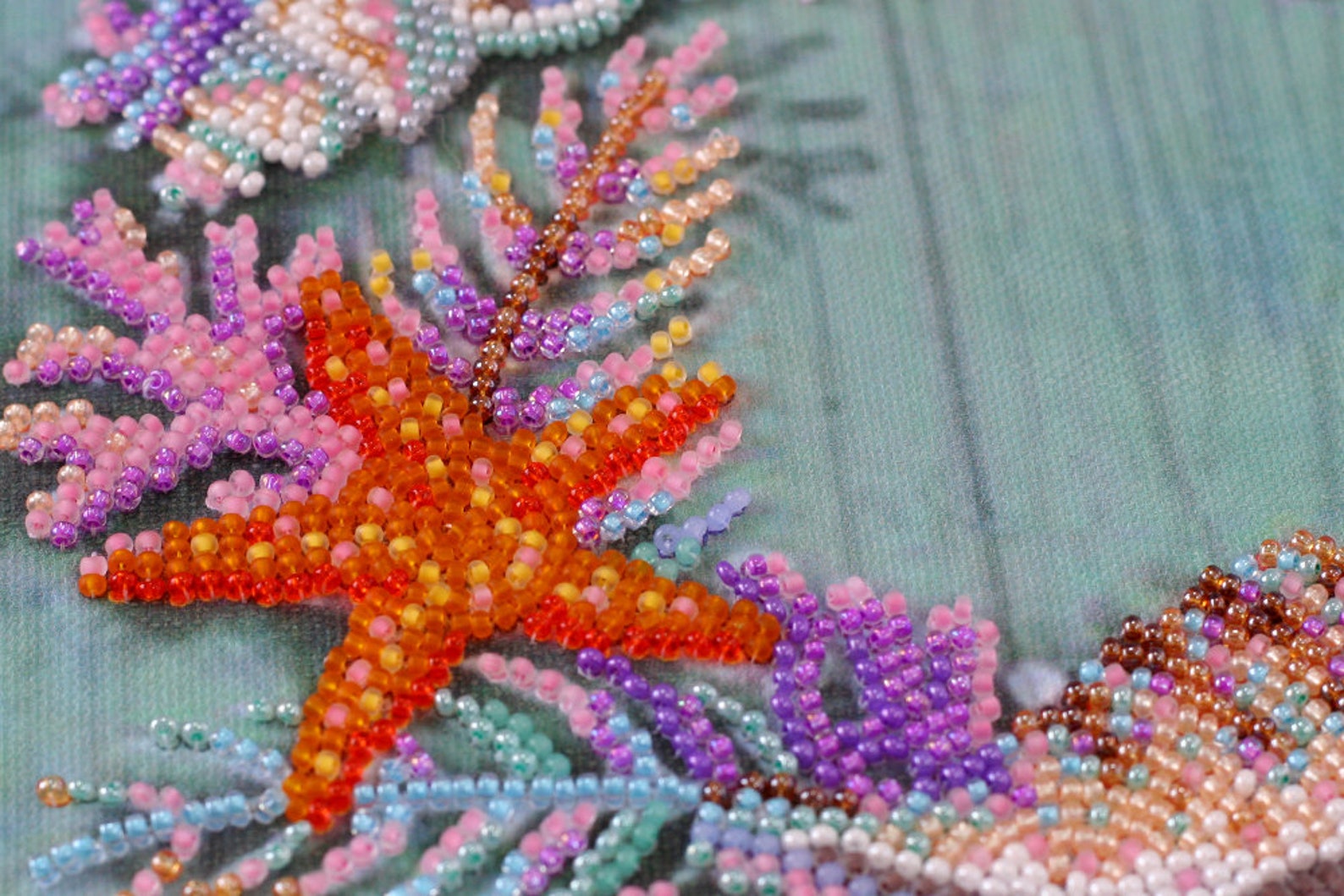 Bead Embroidery Kit on Art Canvas Wreath of Shells. DIY Beadwork Kit ...