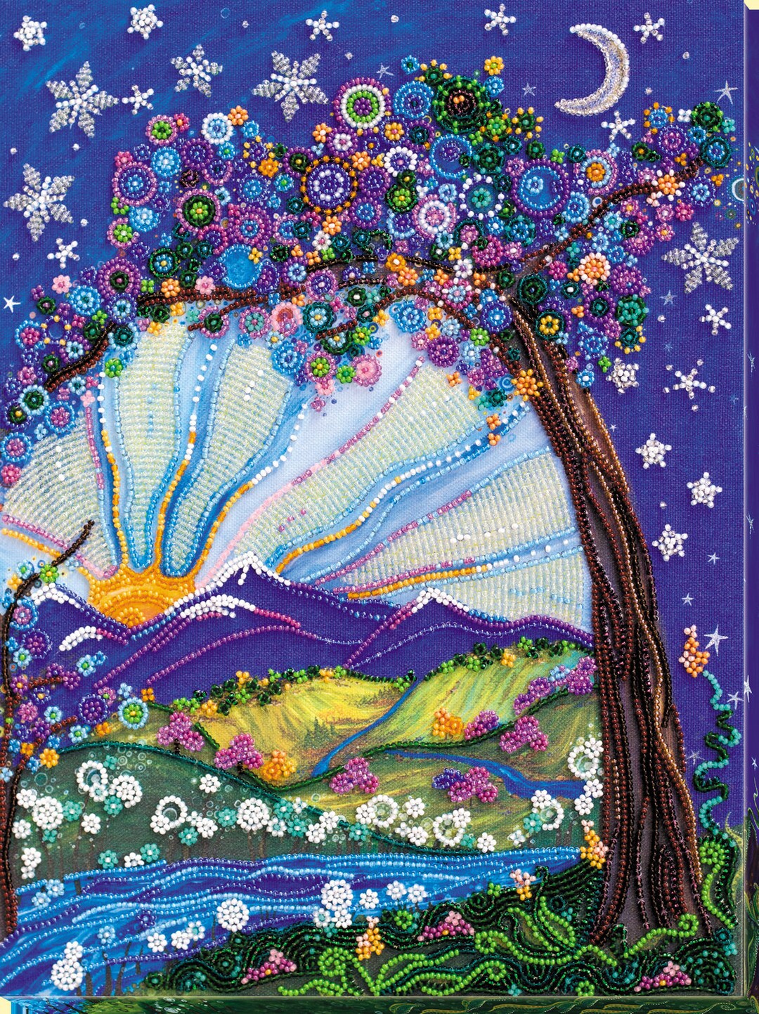 Bead Embroidery Kit on Art Canvas Day and Night Meeting. DIY Beadwork ...