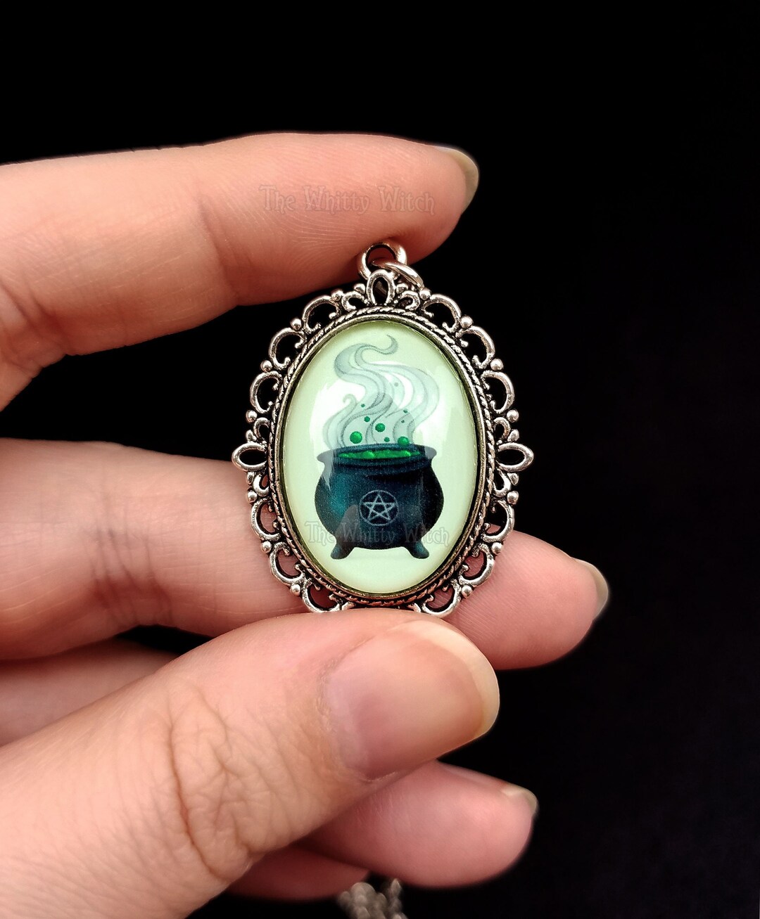 Cauldron Art Pendant - 19" Necklace - Silver Finish - Witchy Jewelry - Etsy