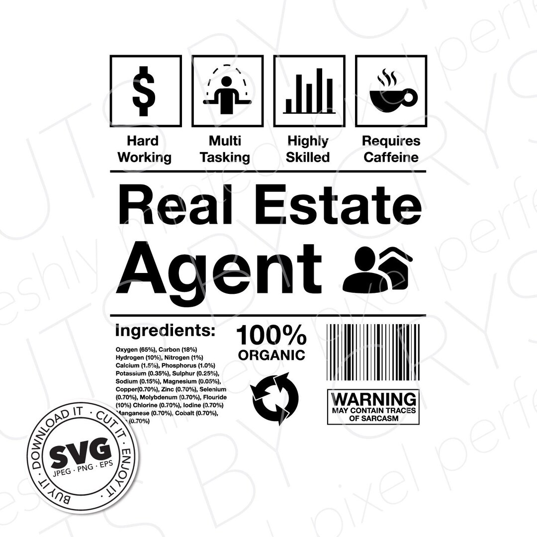 Real Estate Agent Ingredients SVG - Etsy