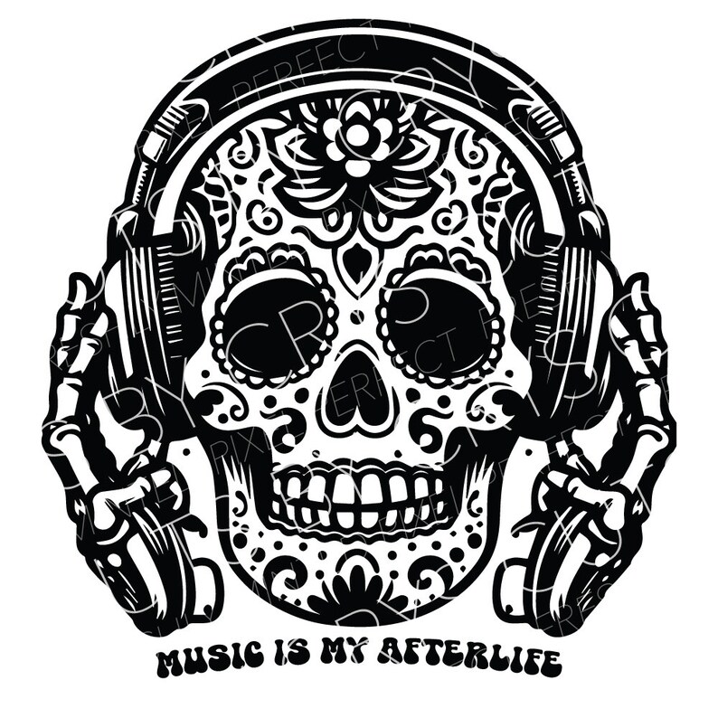 Music is My Afterlife Svg| Svg Png Jpg| Music Svg| Sugar Skull Png ...