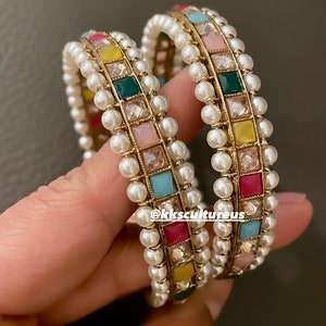 Polki Multicolor Antique Bangles Polki Kangan Polki Bangles Wedding ...