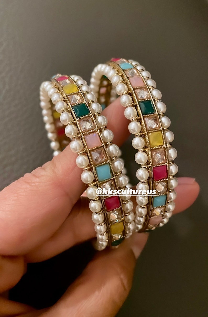 Polki Multicolor Antique Bangles Polki Kangan Polki - Etsy