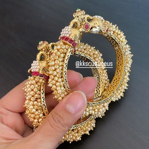 Traditional Elephant Head Gajra Bangles Openable Kada Pair | Elephant ...