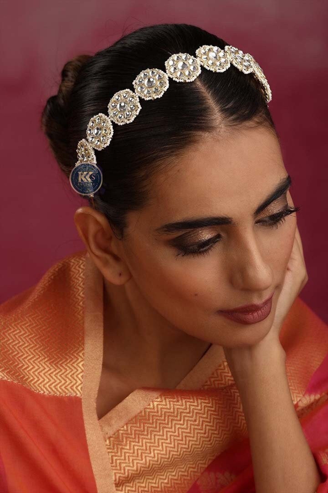 Floral Kundan Head Band/sheesh Phool Tikka/bridal Matha Patti/sheesh ...