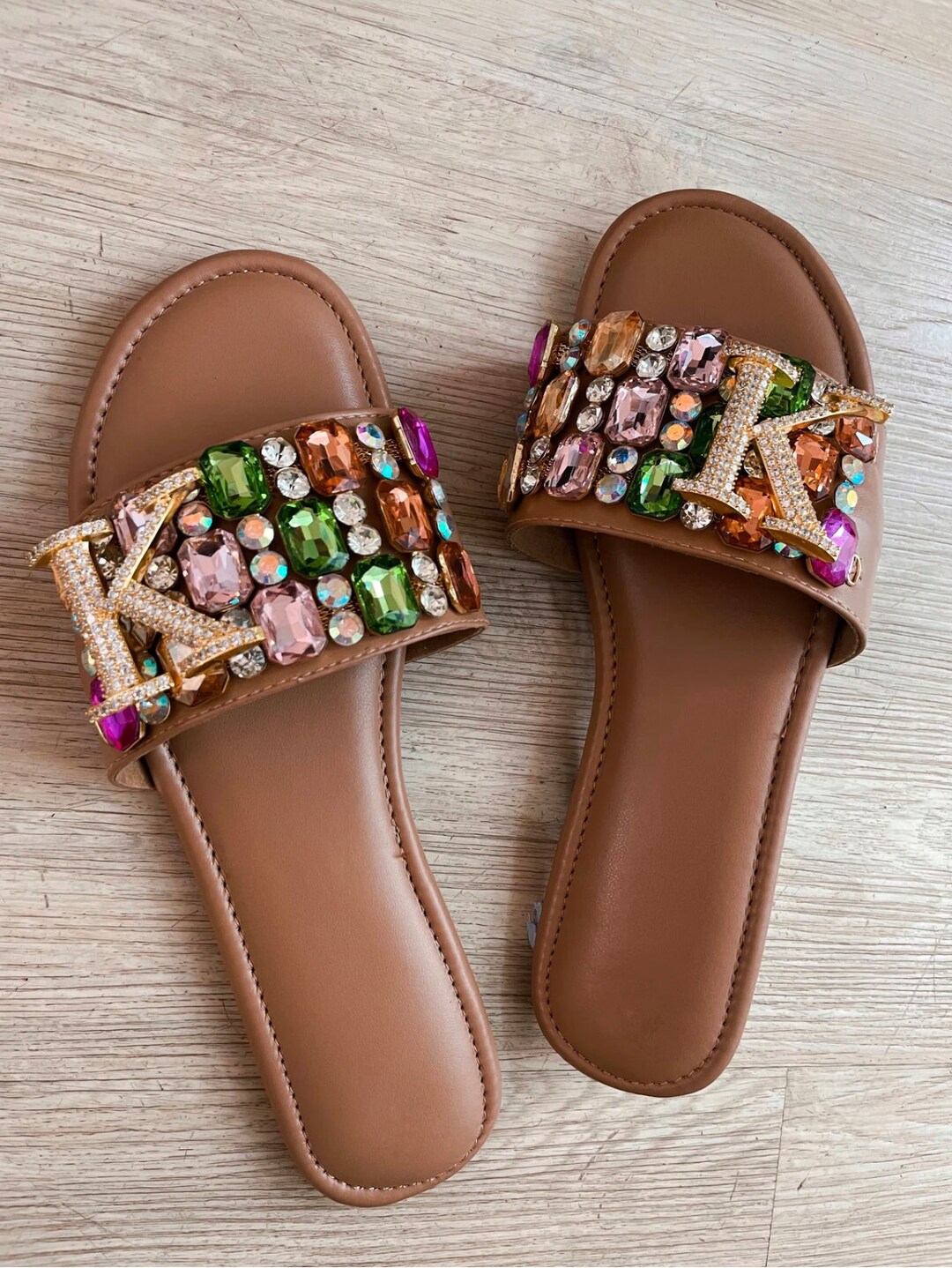 Personalized Embellished Sliders Rainbow Multi Crystal Slider Luxury ...