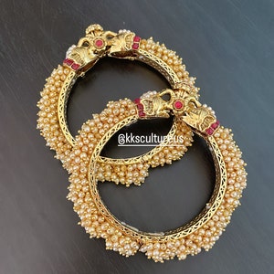 Traditional Elephant Head Gajra Bangles Openable Kada Pair | Elephant ...