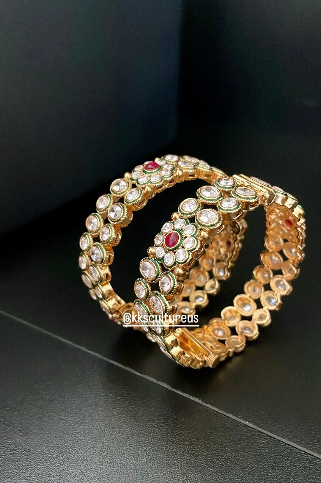 Gold Plated Polki Openable Bangles Pair Polki Kangan Polki Kade Polki ...