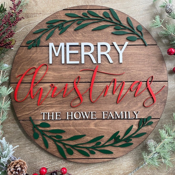 Christmas Wooden Sign Round - Etsy