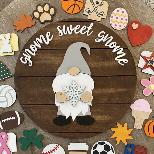 Gnome Sweet Gnome Sign/18 in Round Sign/home | Etsy