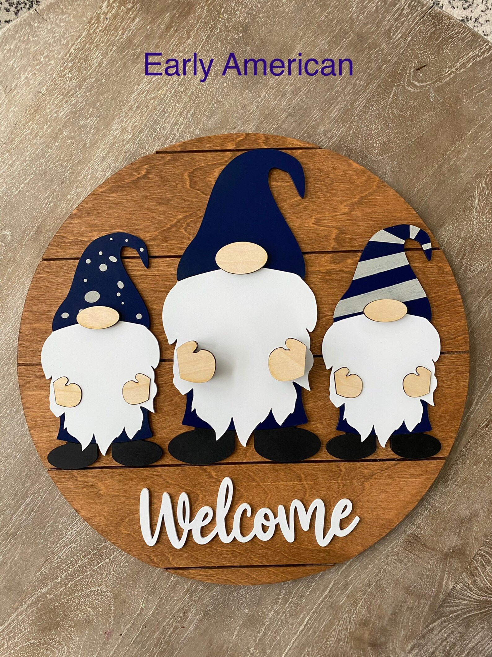 Triple Gnome welcome sign/18in welcome sign/home | Etsy