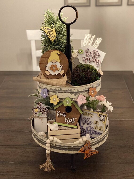 Spring Tiered Tray/spring Decorations/farmhouse Decor/tiered - Etsy