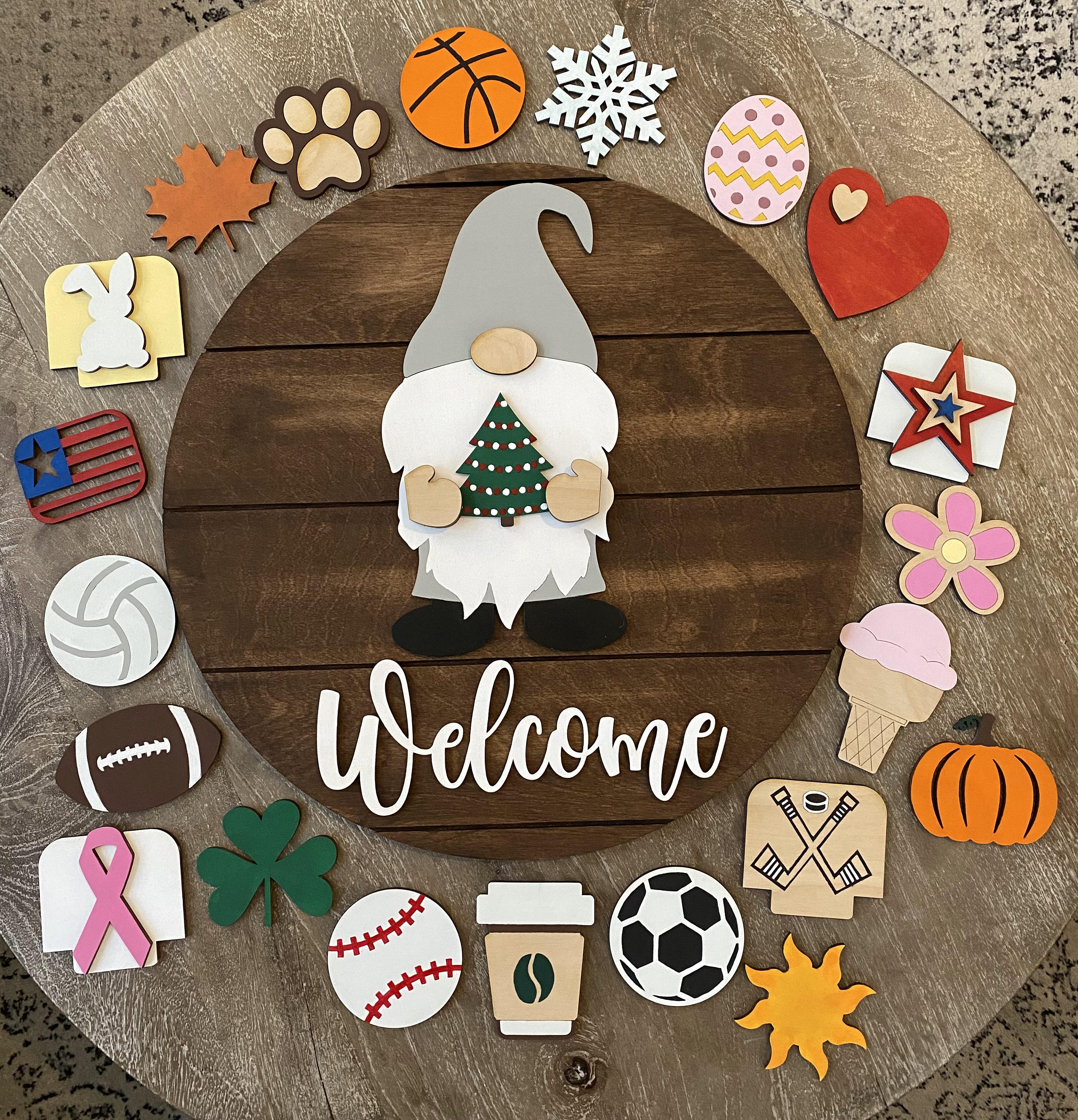 Gnome Welcome Sign/18 in Welcome Sign/home | Etsy
