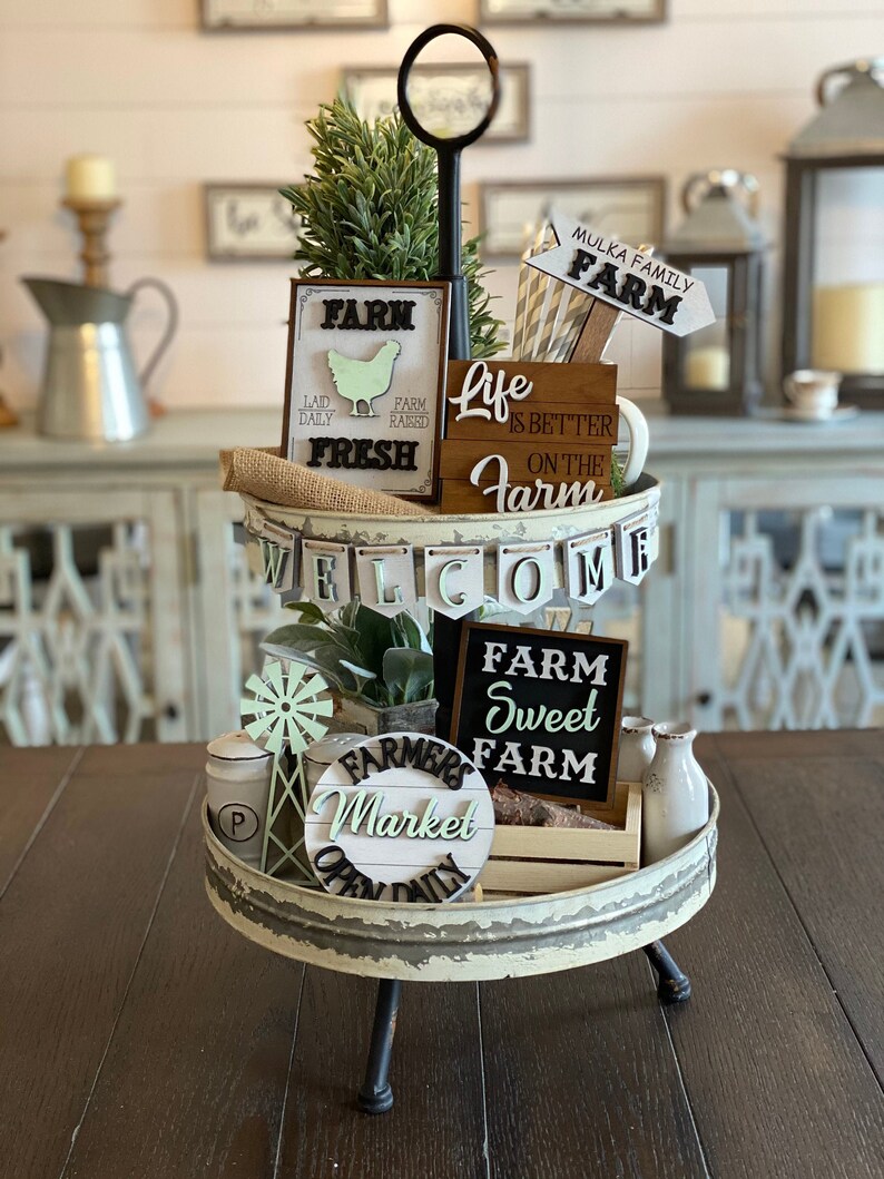 Farmhouse Tiered Tray/farm Tiered Tray/farmhouse Decor/tiered | Etsy
