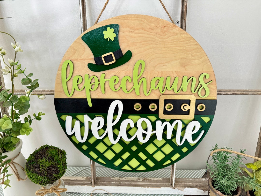 St Patricks Day Decor, St Patricks Day Welcome Sign, Door Hanger, Front ...