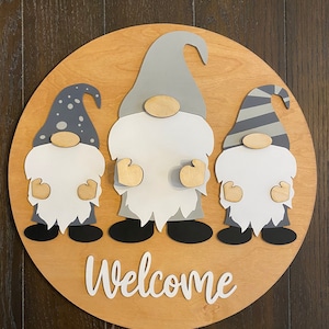 Gnome Welcome Sign/18 in Welcome Sign/home - Etsy