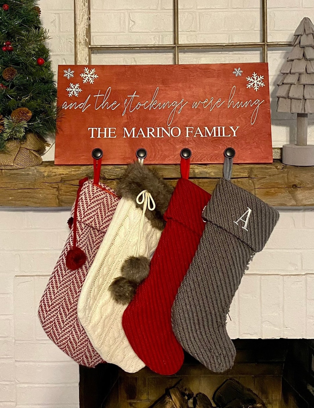 Stocking Hanger, Mantle Decor, Personalized Stocking Holder, Family ...