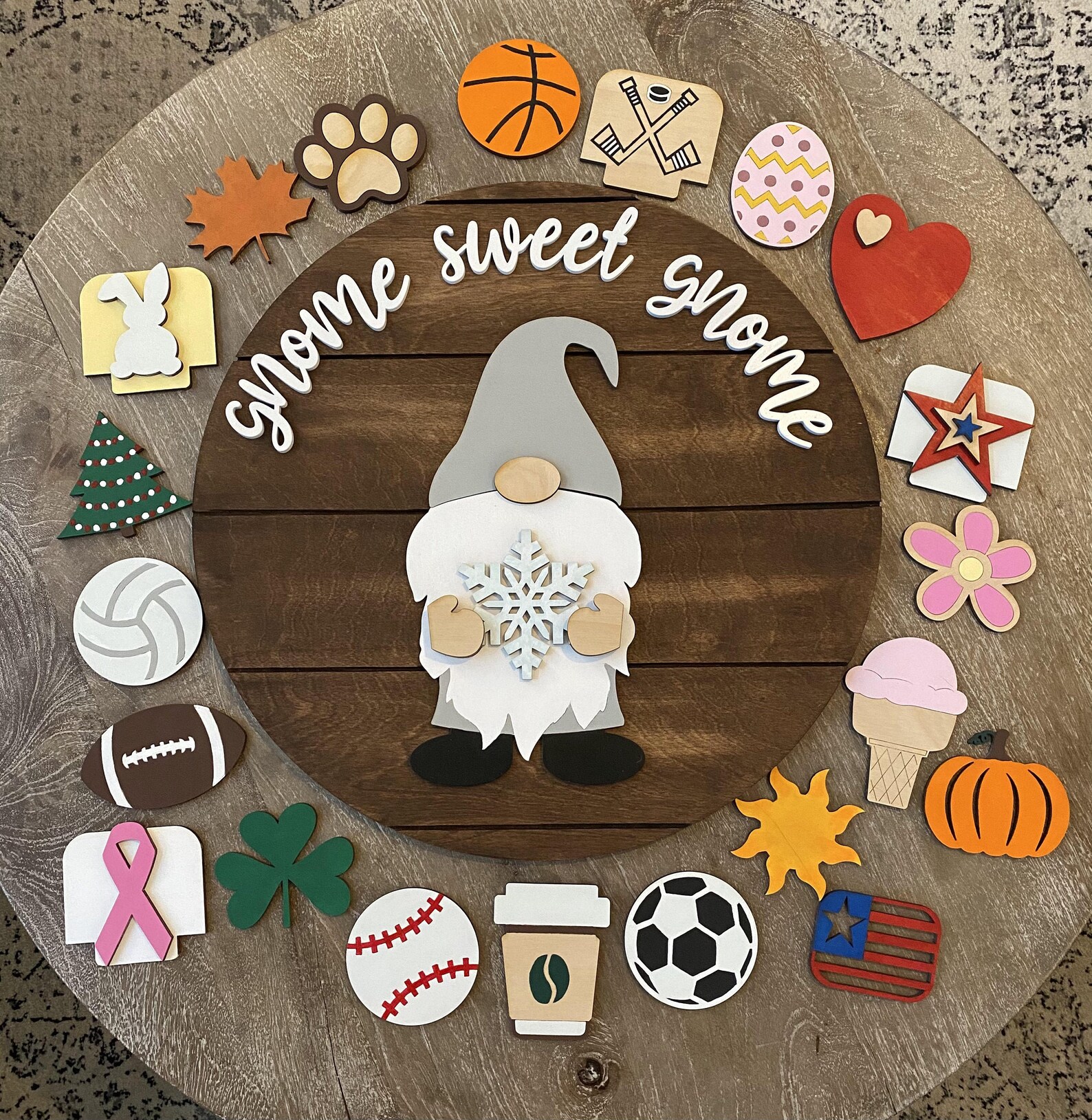 Gnome Sweet Gnome Sign/18 in Round Sign/home | Etsy