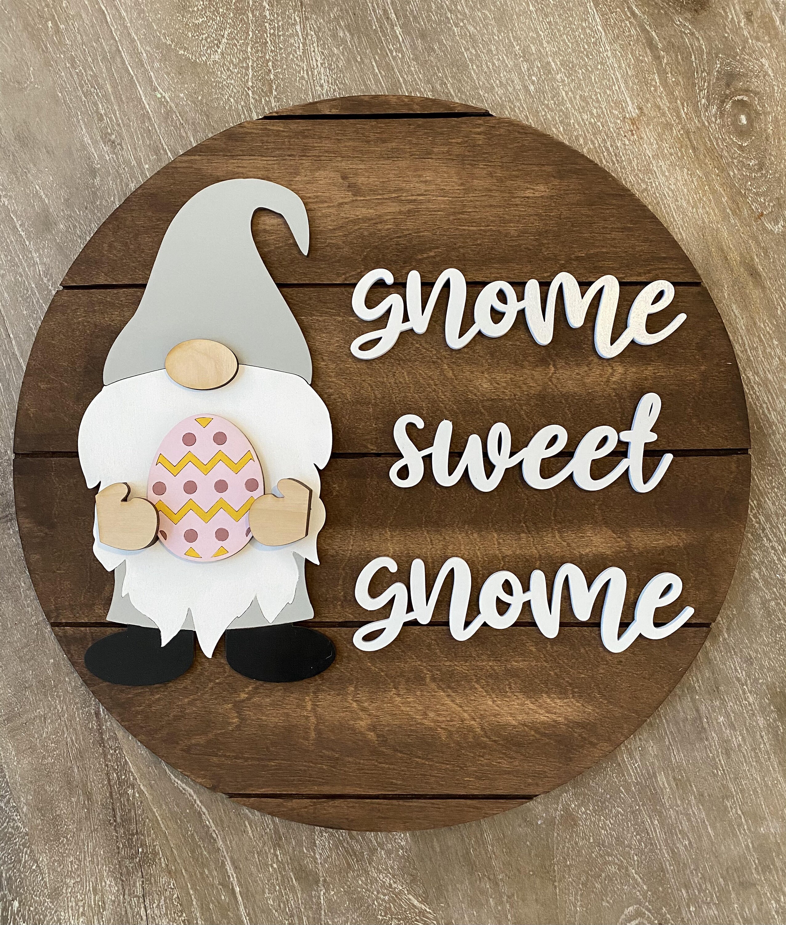 Gnome sweet gnome sign/18 in round sign/home | Etsy